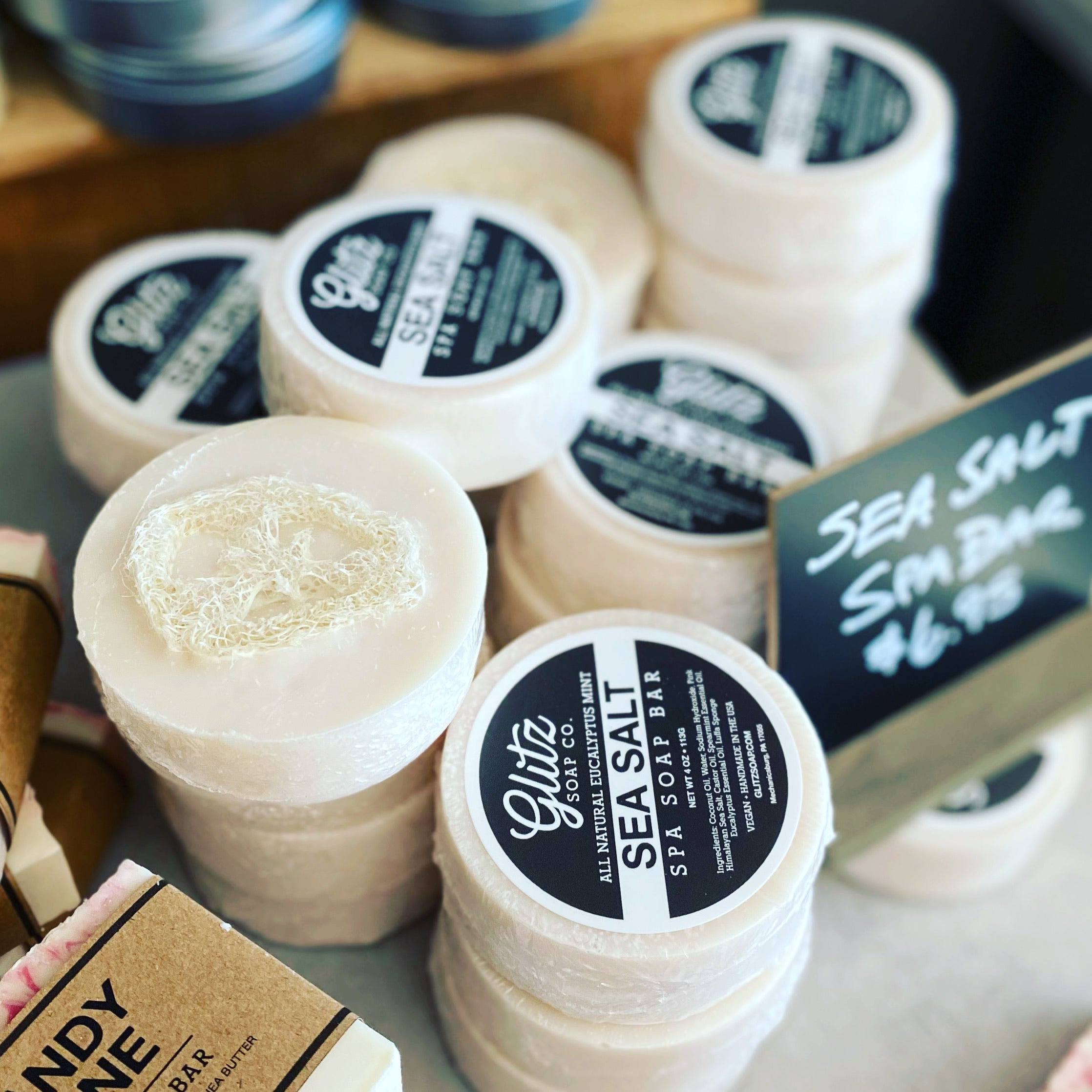 Sea Salt Spa Soap Bar with Luffa - Vegan Handmade Eco-Friendly | Glitz ...